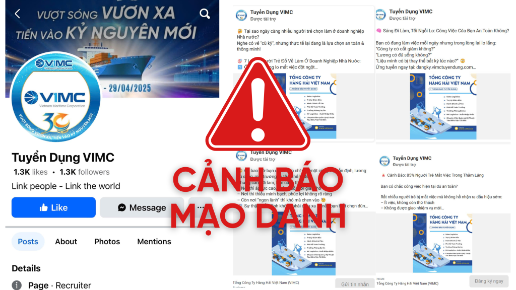 Cảnh báo về tình trạng giả mạo thương hiệu của Tổng công ty Hàng hải Việt Nam - Tổng công ty ...