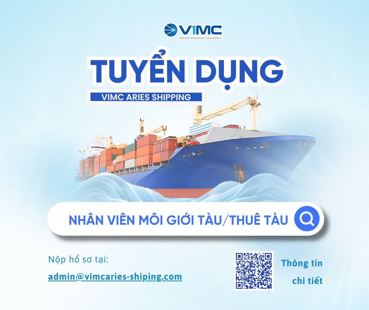 Thông báo tuyển dụng vị trí Nhân viên Môi giới Thuê tàu - VIMC Aries Shipping - Tổng công ty ...