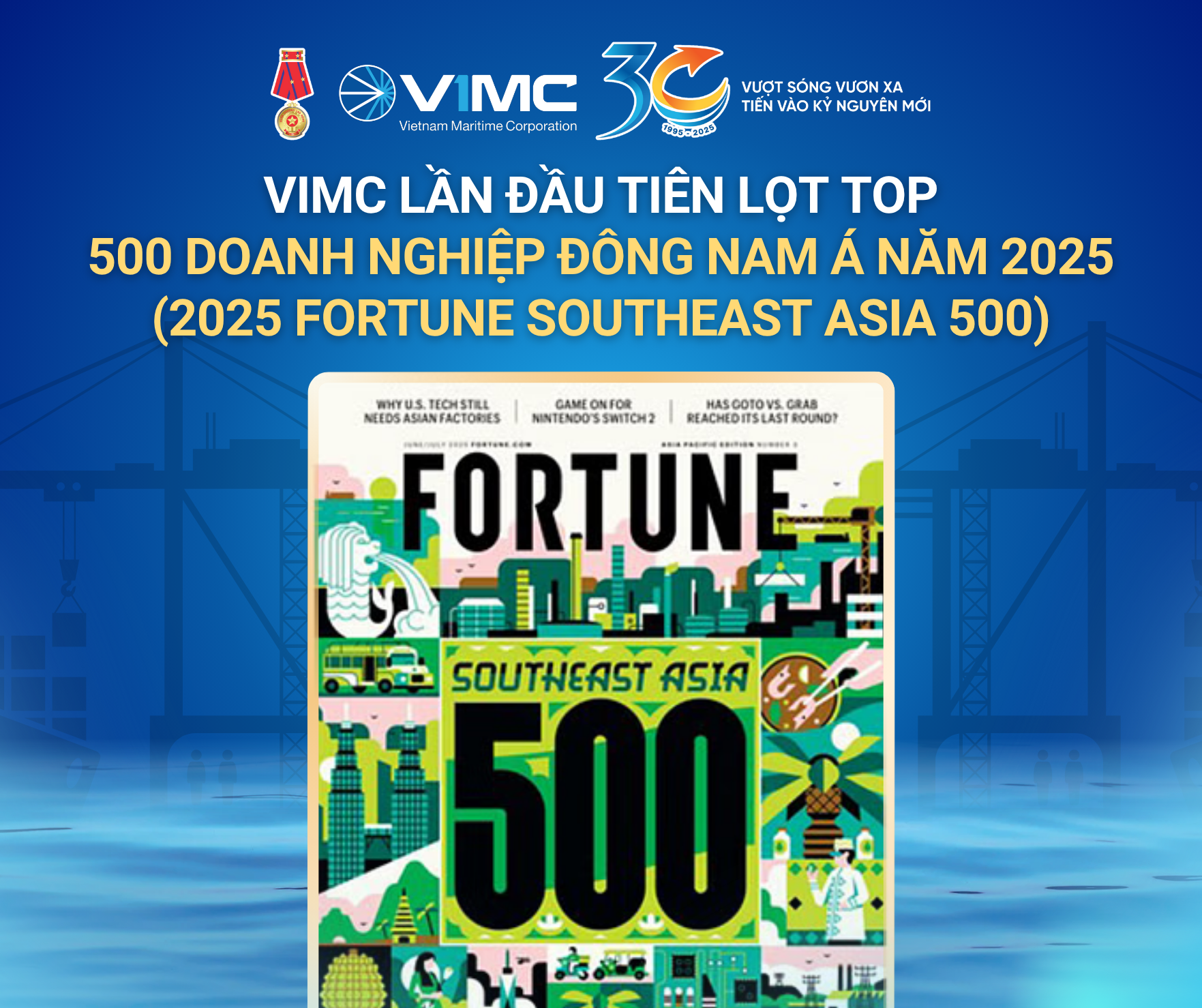 VIMC lần đầu tiên lọt top 500 doanh nghiệp lớn nhất Đông Nam Á Fortune 2025 - Da Nang Port